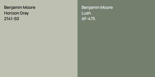 Benjamin Moore Horizon Gray vs. Benjamin Moore Wild Heart comparison
