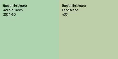 Benjamin Moore Acadia Green vs. Benjamin Moore Palace White comparison