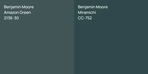 Benjamin Moore Amazon Green vs. Benjamin Moore Chantilly Lace comparison