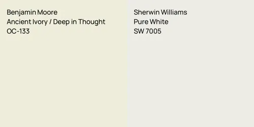 Benjamin Moore Ancient Ivory vs. Benjamin Moore White Sand comparison
