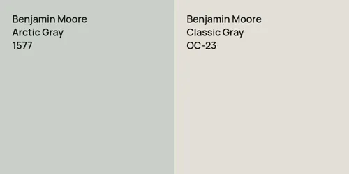 Benjamin Moore Arctic Gray vs. Benjamin Moore Silvery Moon comparison