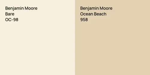 Benjamin Moore Bare vs. Benjamin Moore Weston Flax comparison
