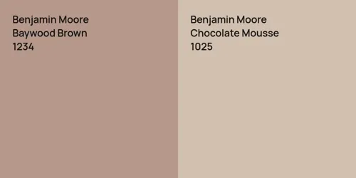 Benjamin Moore Baywood Brown vs. Benjamin Moore Venetian Portico comparison
