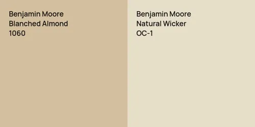 Benjamin Moore Blanched Almond vs. Benjamin Moore Palace White comparison