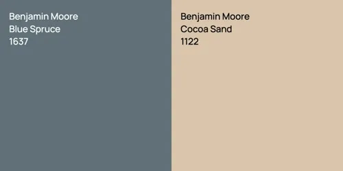 Benjamin Moore Blue Spruce vs. Benjamin Moore Temptation comparison