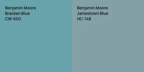 Benjamin Moore Bracken Blue vs. Benjamin Moore Spotswood Teal comparison