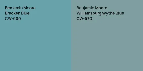 Benjamin Moore Bracken Blue vs. Benjamin Moore Aegean Teal comparison