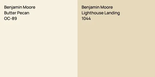 Benjamin Moore Butter Pecan vs. Benjamin Moore Desolate comparison