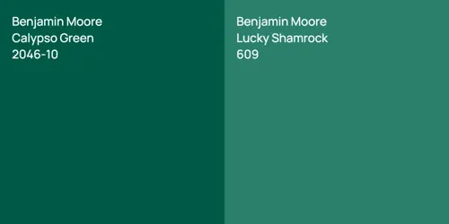 Benjamin Moore Calypso Green vs. Benjamin Moore Absolute Green comparison