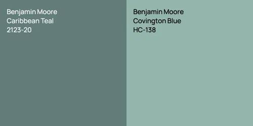 Benjamin Moore Caribbean Teal vs. Benjamin Moore Caribbean Blue Water comparison