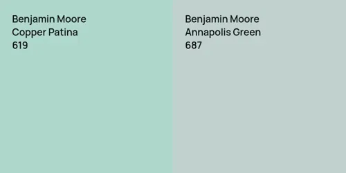 Benjamin Moore Copper Patina vs. Benjamin Moore Galt Blue comparison