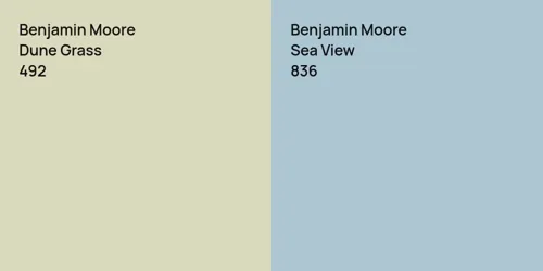 Benjamin Moore Dune Grass vs. Benjamin Moore Harmony comparison