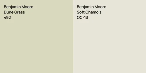 Benjamin Moore Dune Grass vs. Benjamin Moore Shady Lane comparison