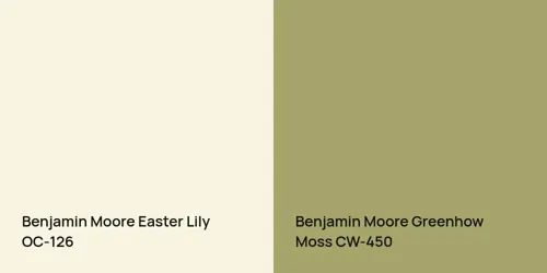 Benjamin Moore Easter Lily vs. Benjamin Moore White Chocolate comparison