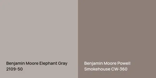 Benjamin Moore Elephant Gray vs. Benjamin Moore Smokey Taupe comparison