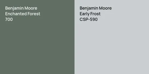 Benjamin Moore Enchanted Forest vs. Benjamin Moore Cushing Green comparison