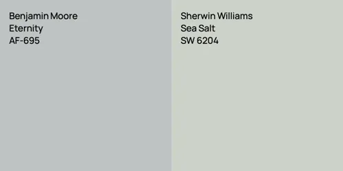 Benjamin Moore Eternity vs. Benjamin Moore Wolf Gray comparison