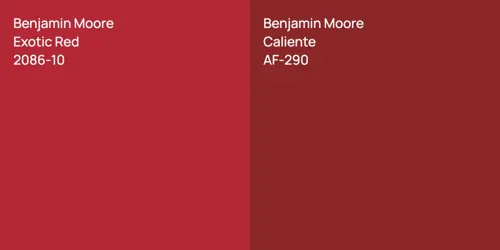 Benjamin Moore Exotic Red vs. Benjamin Moore Heritage Red comparison