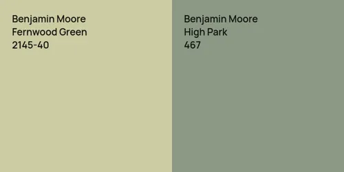 Benjamin Moore Fernwood Green vs. Benjamin Moore Desert Green comparison