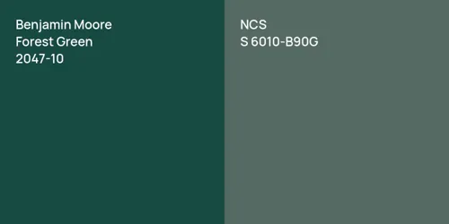 Benjamin Moore Forest Green vs. NCS S 4030-B90G comparison