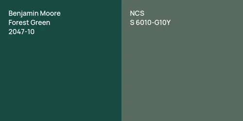 Benjamin Moore Forest Green vs. Benjamin Moore True Green comparison