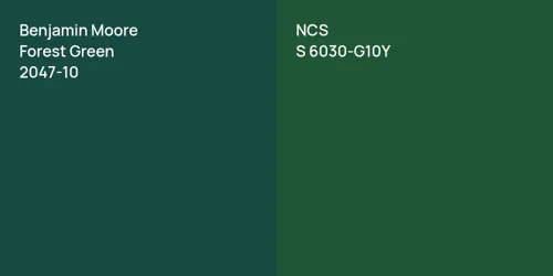 Benjamin Moore Forest Green vs. Benjamin Moore Caldwell Green comparison