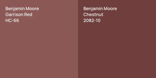 Benjamin Moore Garrison Red vs. Benjamin Moore Hodley Red comparison