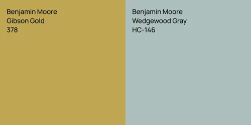 Benjamin Moore Gibson Gold vs. Benjamin Moore Mustard Field comparison