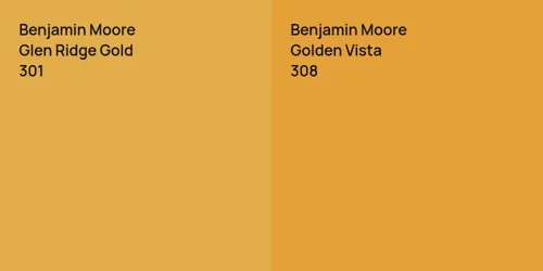 Benjamin Moore Glen Ridge Gold vs. Benjamin Moore Venetian Gold comparison