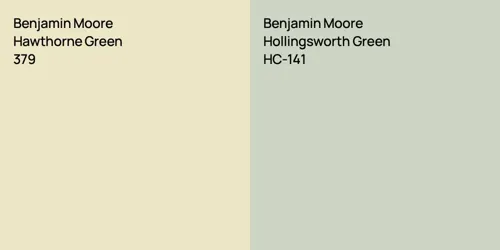 Benjamin Moore Hawthorne Green vs. Benjamin Moore Rich Cream comparison
