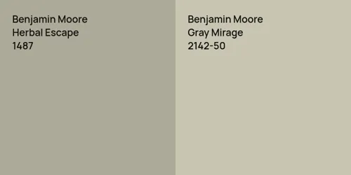 Benjamin Moore Herbal Escape vs. Benjamin Moore Gray Mirage comparison