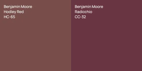 Benjamin Moore Hodley Red vs. Benjamin Moore Plum Raisin comparison