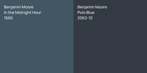 Benjamin Moore In the Midnight Hour vs. Benjamin Moore Brush Blue comparison