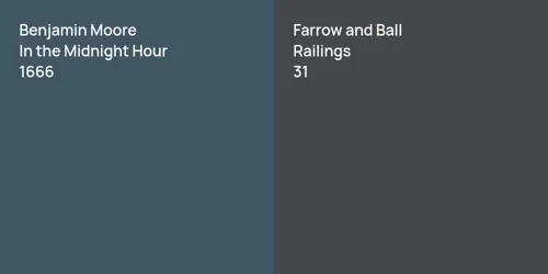 Benjamin Moore In the Midnight Hour vs. Benjamin Moore Lead Gray comparison