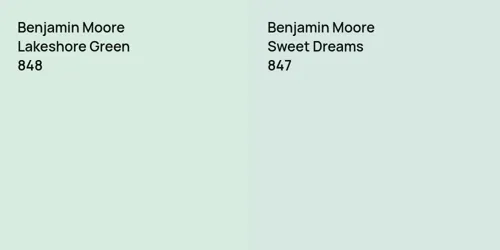 Benjamin Moore Lakeshore Green vs. Benjamin Moore Morning Sky Blue ...