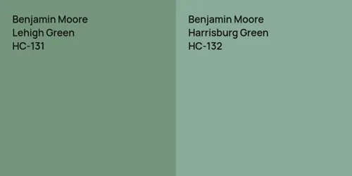 Benjamin Moore Lehigh Green vs. Benjamin Moore Nob Hill Sage comparison