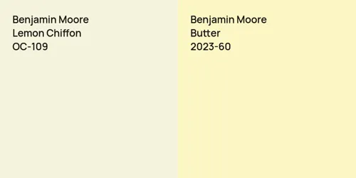 Benjamin Moore Lemon Chiffon vs. Benjamin Moore Weston Flax comparison