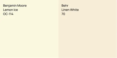 Benjamin Moore Lemon Ice vs. Benjamin Moore Royal Linen comparison