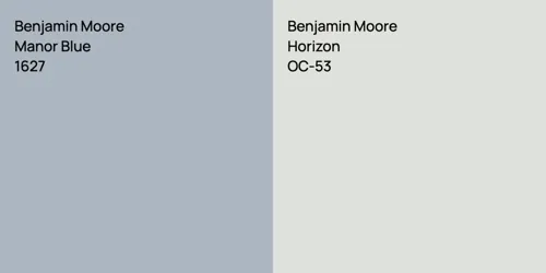 Benjamin Moore Manor Blue vs. Benjamin Moore Cliffside Gray comparison