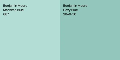 Benjamin Moore Maritime Blue vs. Benjamin Moore Gentle Breeze comparison