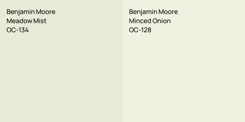 Benjamin Moore Meadow Mist vs. Benjamin Moore Simply White comparison