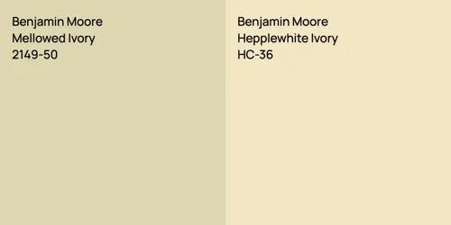 Benjamin Moore Mellowed Ivory vs. Benjamin Moore Winter Sunshine comparison
