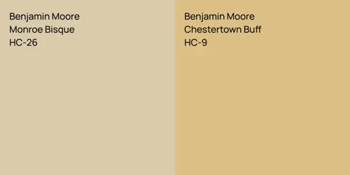 Benjamin Moore Monroe Bisque vs. Benjamin Moore Forest Brown comparison
