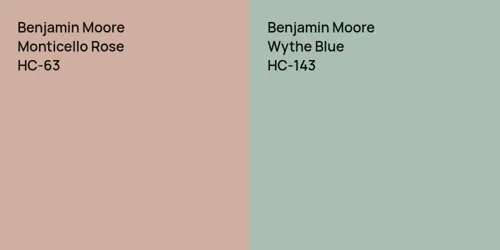 Benjamin Moore Monticello Rose vs. Benjamin Moore Rosedale comparison