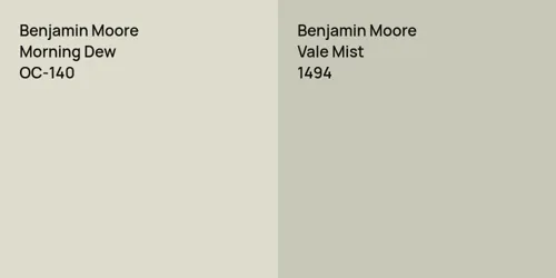 Benjamin Moore Morning Dew vs. Benjamin Moore Slip comparison