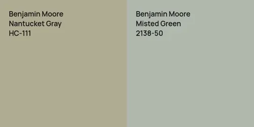Benjamin Moore Nantucket Gray vs. Benjamin Moore Vale Mist comparison