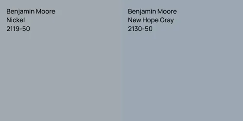 Benjamin Moore Nickel vs. Benjamin Moore Shadow Gray comparison