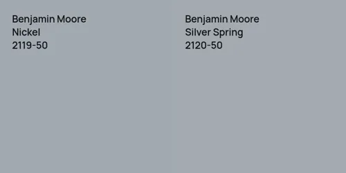Benjamin Moore Nickel vs. Benjamin Moore Shadow Gray comparison
