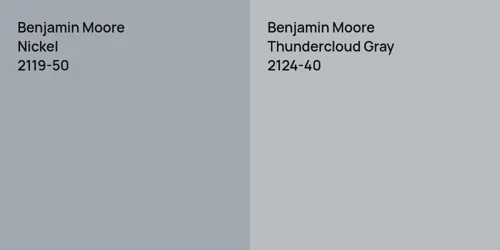 Benjamin Moore Nickel vs. Benjamin Moore Shadow Gray comparison