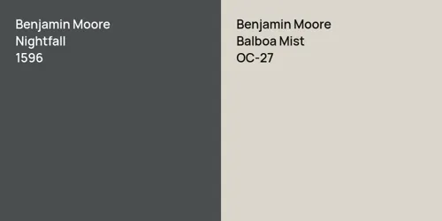 Benjamin Moore Nightfall vs. Benjamin Moore October Mist comparison